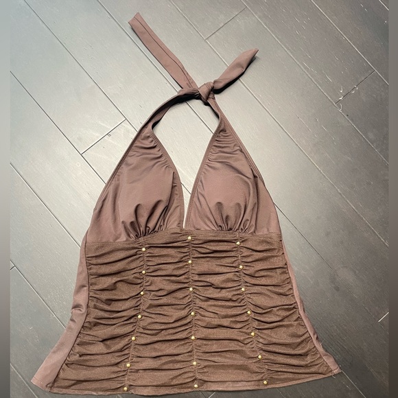 Magicsuit | Swim | Magicsuit Brown Halter Top With Gold Accents Womens ...
